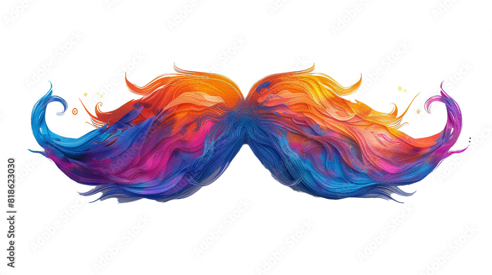 Colorful poster with a bold moustache design isolated on white ...