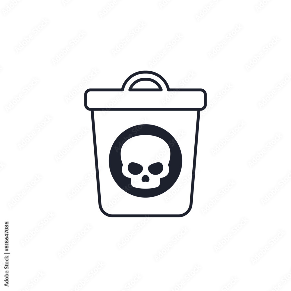 toxic waste icon with a trash bin on white Stock Vector | Adobe Stock
