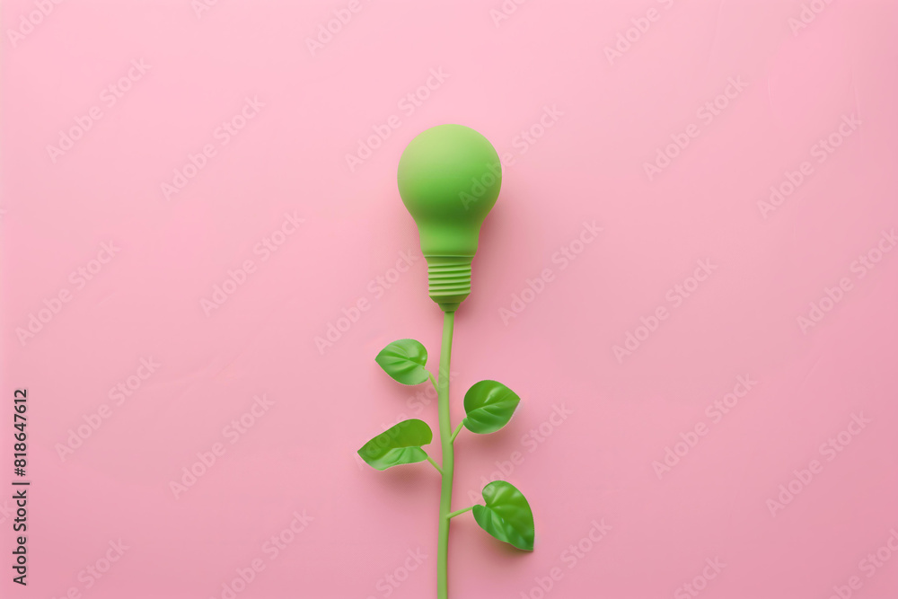 green plant in the shape of a light bulb. green energy concept ...