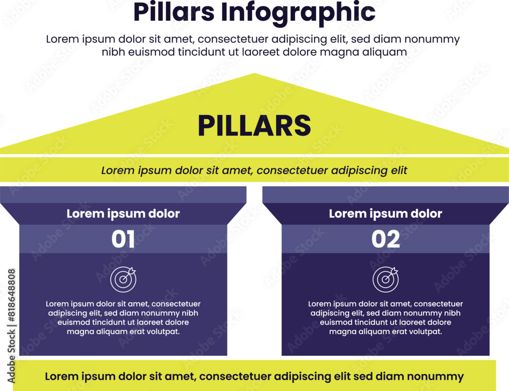 Two pillars Infographic design.infographic 3 point template with strong ...