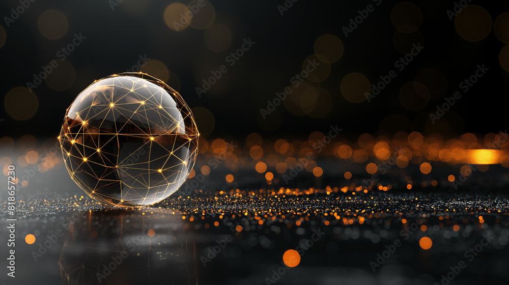Futuristic energy sphere on black background representing AI and future ...