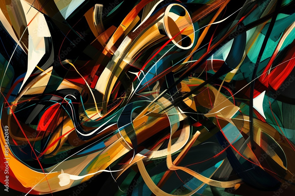 Jazz abstract Smooth, curving lines and elegant shapes in rich, dark ...