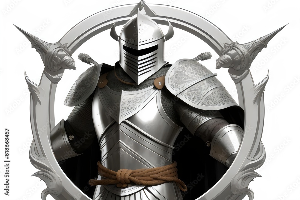 ga vector logo depicting An angry knight in full medieval armor, heroic ...
