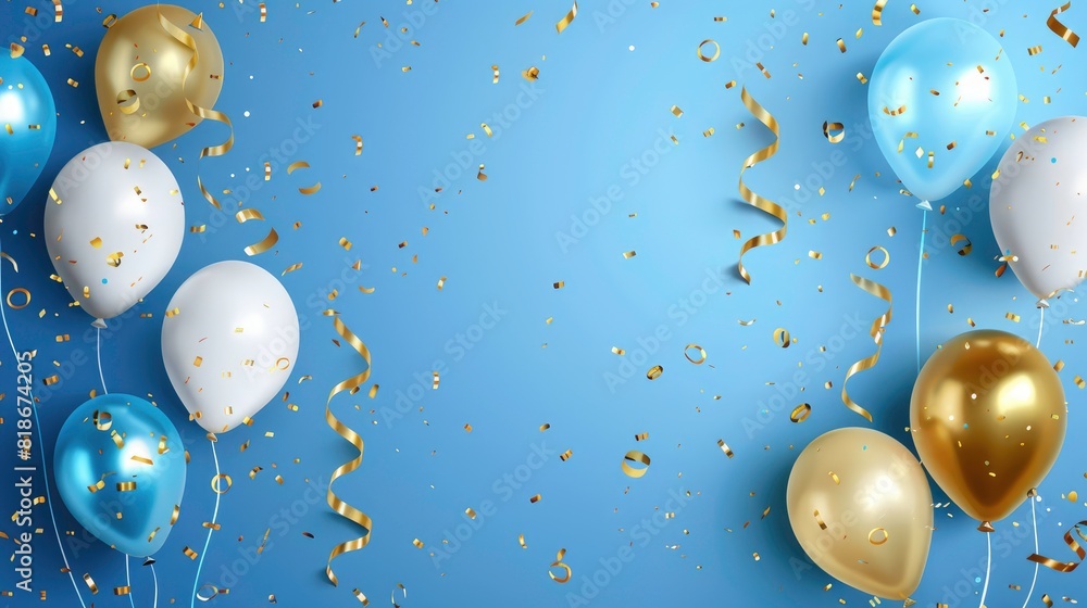 Balloon birthday background confetti anniversary happy gold party ...