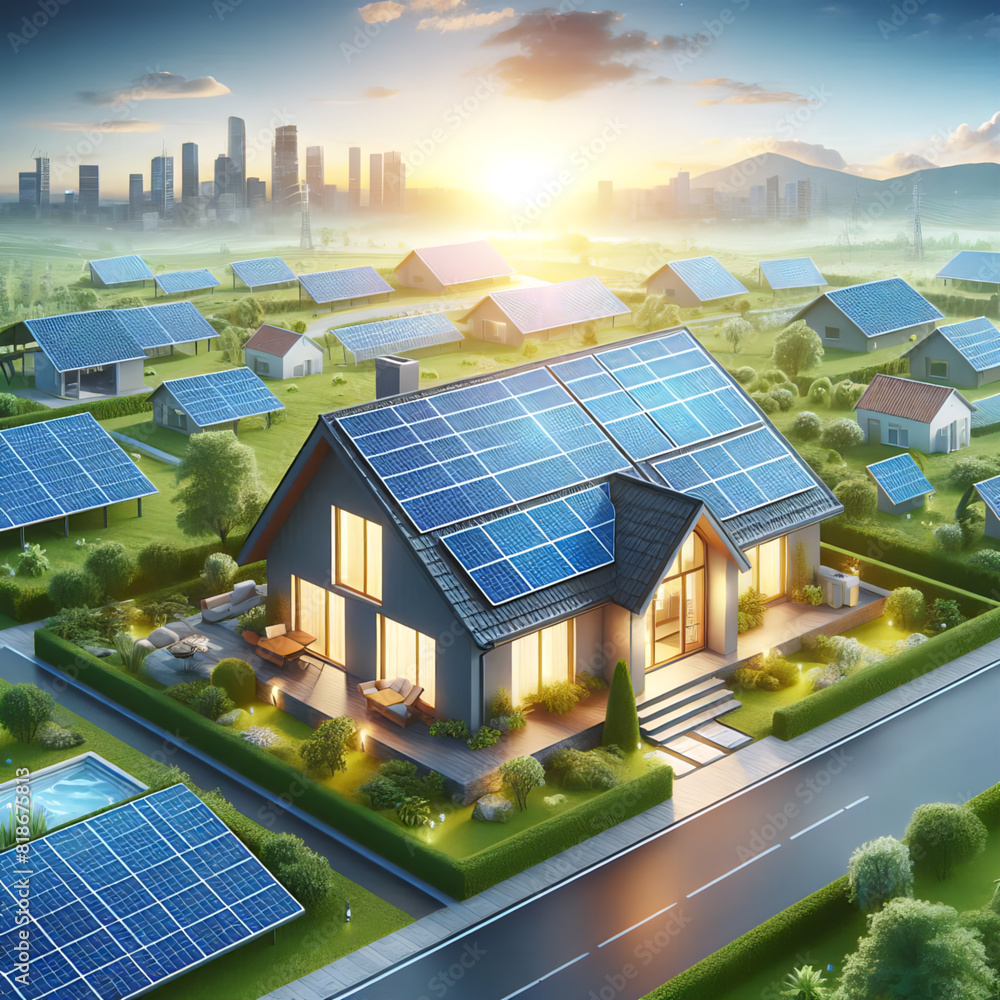 Panel solar energy photovoltaic power roof sun home cell system green ...