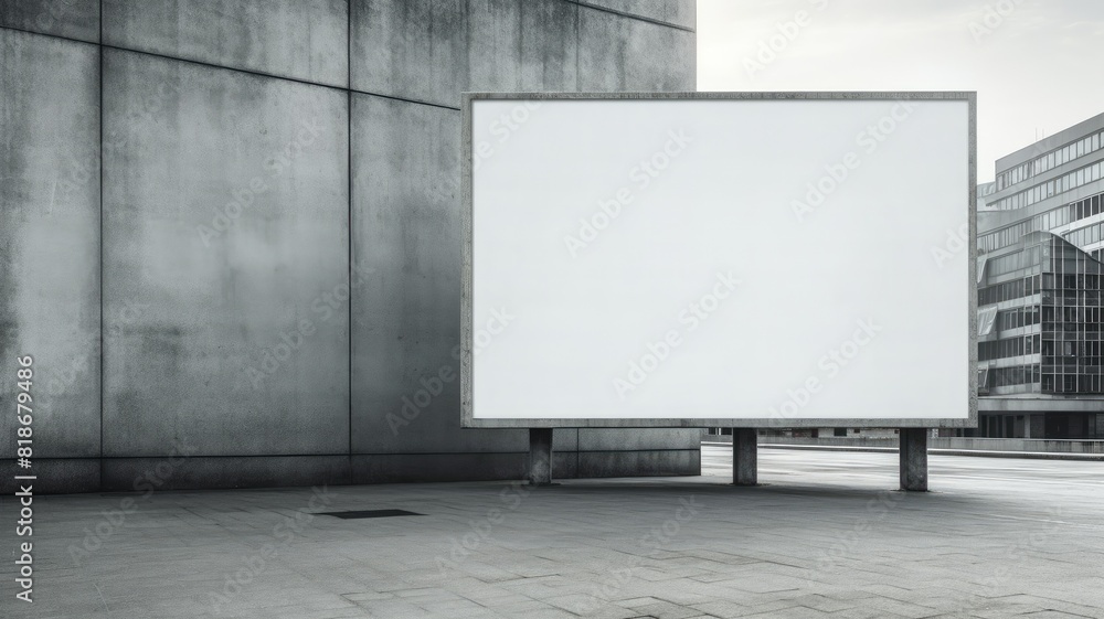 Urban billboard mockup mounted on a concrete wall in a city environment ...