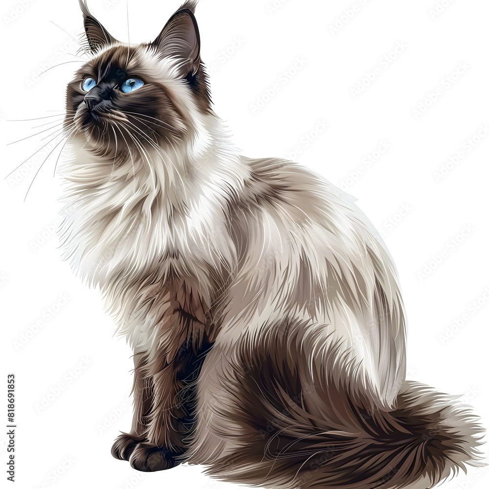 Clipart illustration of balinese cat breeds on a white background ...