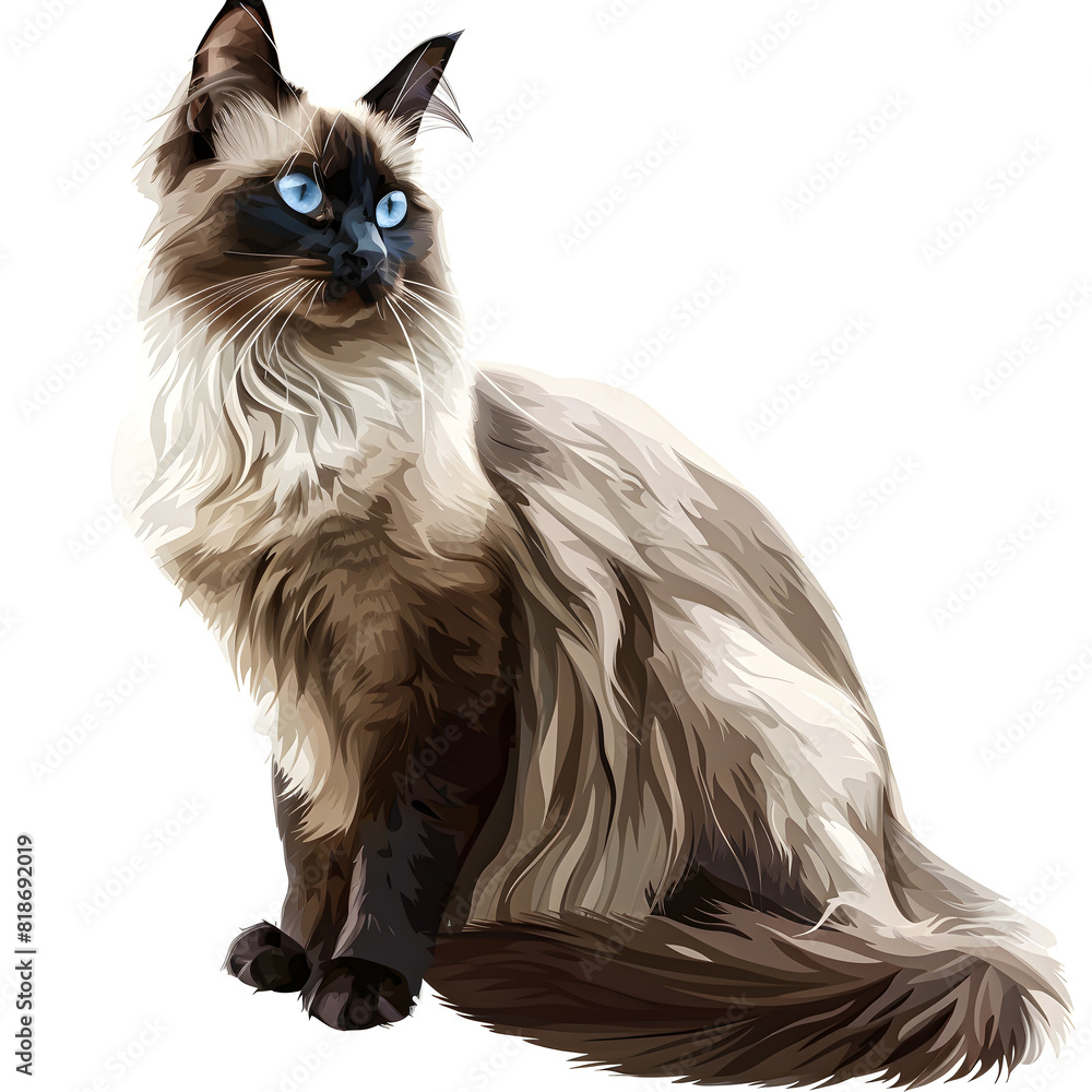 Clipart illustration of balinese cat breeds on a white background ...