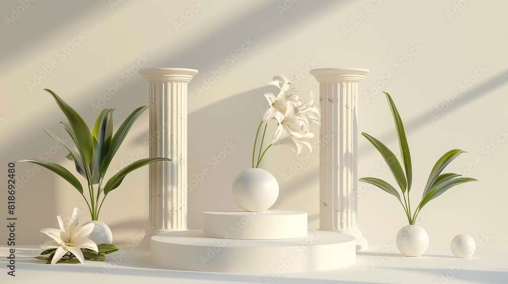 Background podium column 3d roman luxury greek white ancient display ...