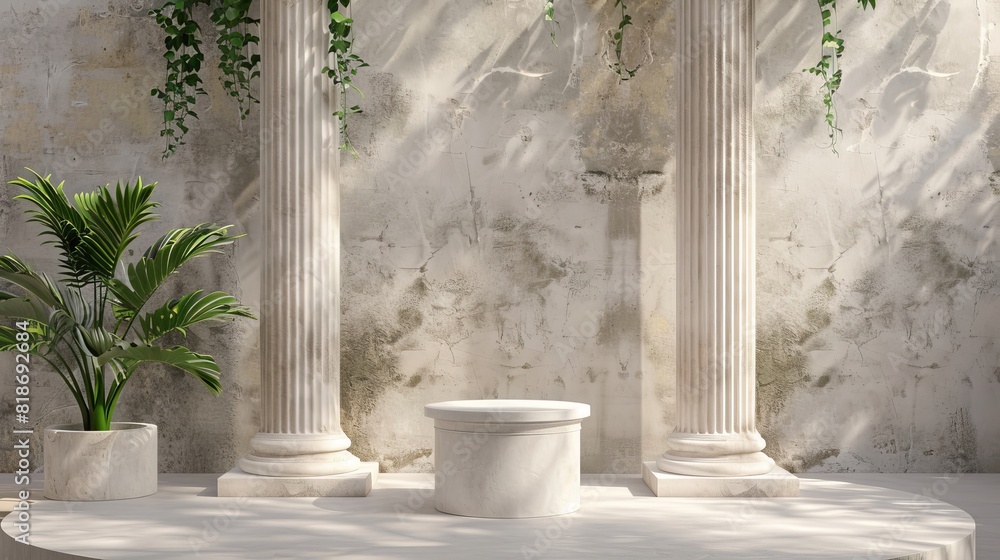 Background podium column 3d roman luxury greek white ancient display ...
