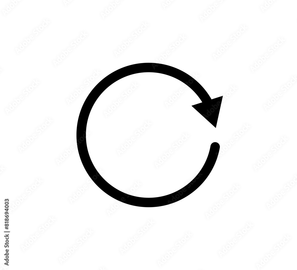 One circle arrow icon. Round reload, restart, recycle and repeat symbol. One arrow in loop ...