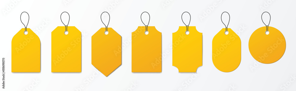 Vector empty price tags. Yellow price tags. Price tags template mock-up ...