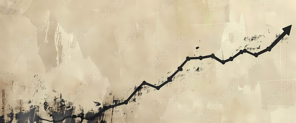 Elegant line graph rising steadily against a neutral canvas ...
