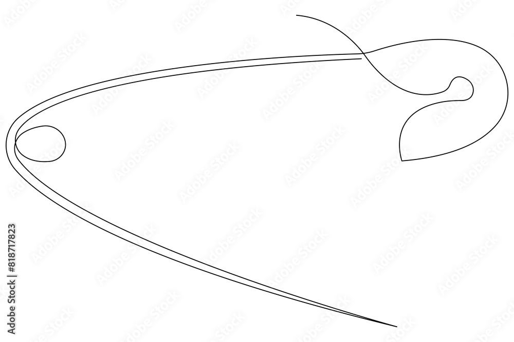 Safety pin continuous one line art drawing of outline vector ...