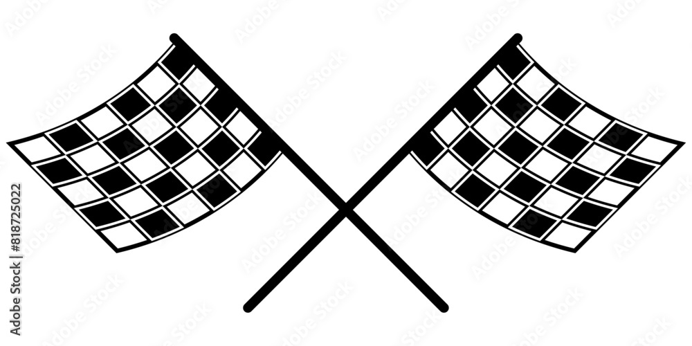 Two crossed racing flags. Formula 1 championship, isolated flags ... Two crossed racing flags. Formula 1 championship, isolated flags ...
