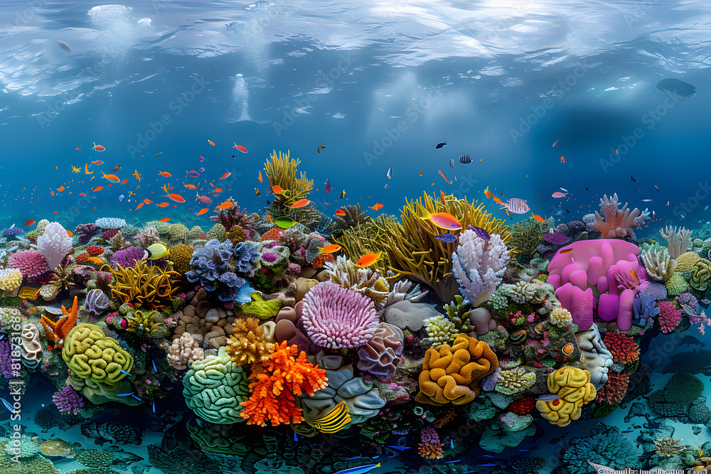 Beautiful and fascinating coral reef of all colors ever imagined, with ...