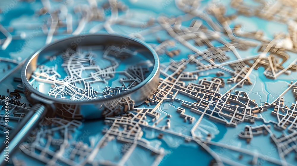 Geospatial analysis for location-based insights isolated on white ...