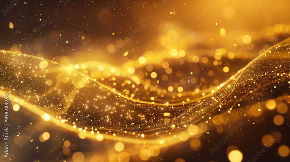 A gold and black background with a wave of gold and black dots. The ...