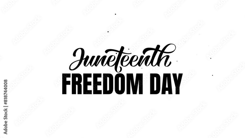 Juneteenth text animation in black and white for banner, greeting ...