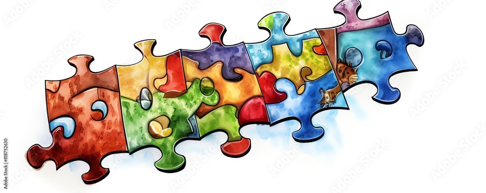 Hand holding a unique colorful puzzle piece, isolated on white ...