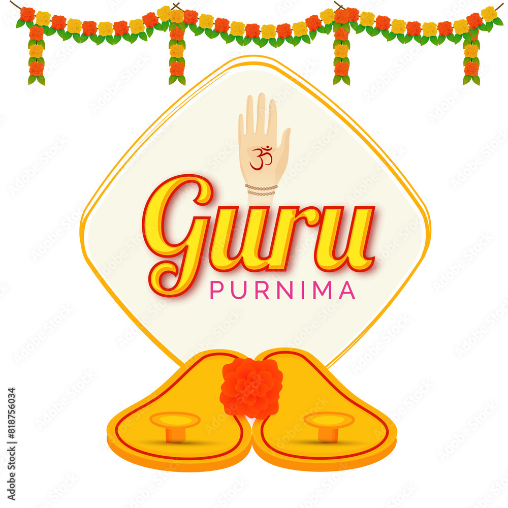 Guru Purnima celebration background with flower on guru paduka. Stock ...