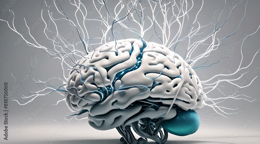 3d mockup of the electrical connections between neurons in the human ...