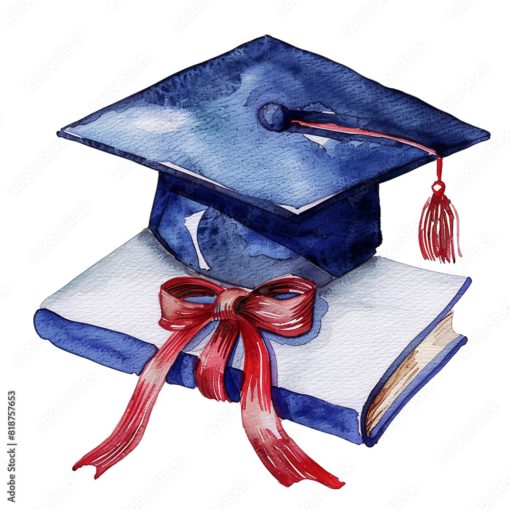 Graduation Watercolor Clipart Set, A watercolor clipart set featuring ...
