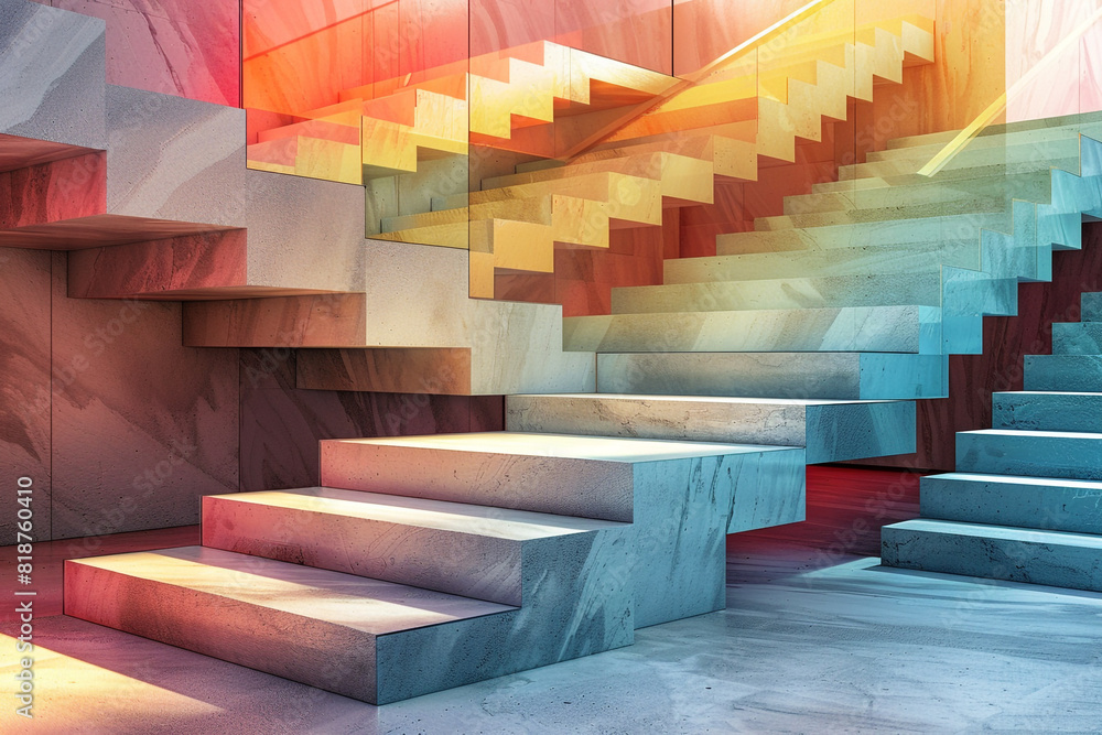 Different staircase types in cool tones at an architectural school ...