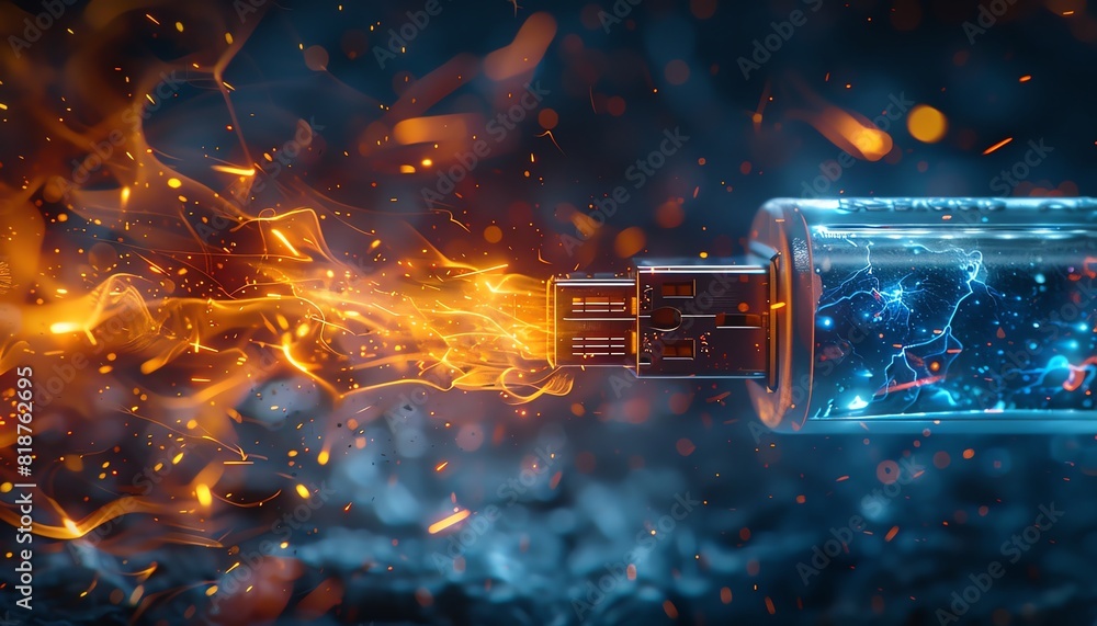 Electric spell USB photograph of a USB emitting sparks of electric ...