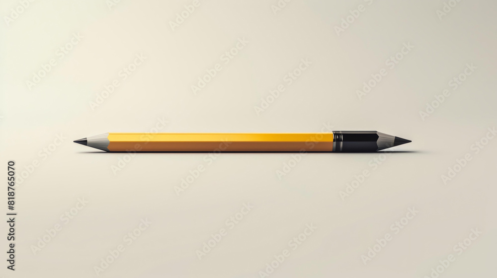 A yellow pencil with an eraser on one end and a sharp point on the ...