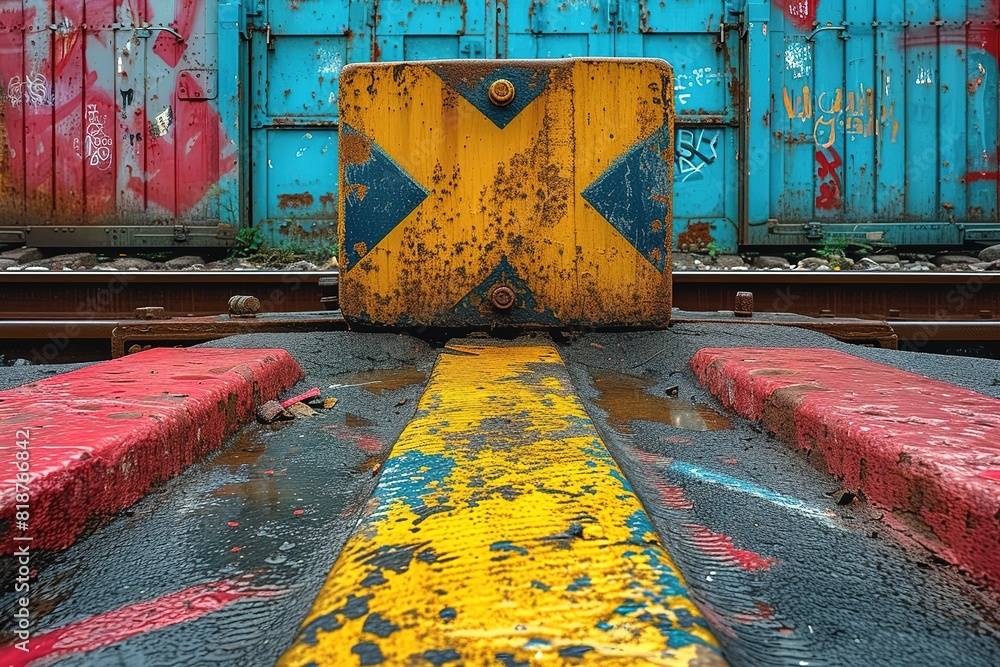 Railroad Crossing Barrier Graffiti Art Colorful graffiti art on a ...