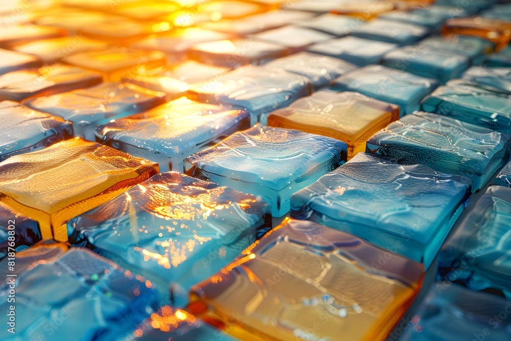 Vibrant Mosaic of Futuristic Solar Energy Cells Powering a Sustainable ...