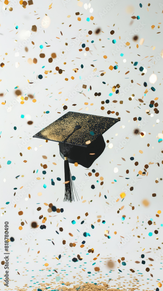 Elegant aesthetic invitation mockup for graduation with academic cap ...