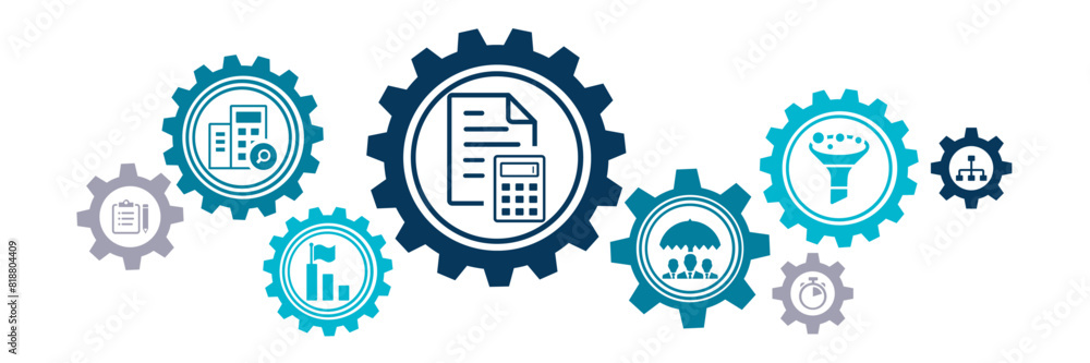 Operations management vector illustration. Blue concept related to ...