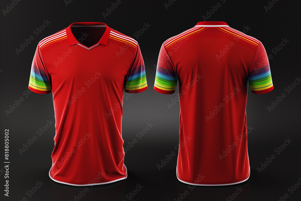red jersey template for team club, jersey sport, front and back, Tshirt ...