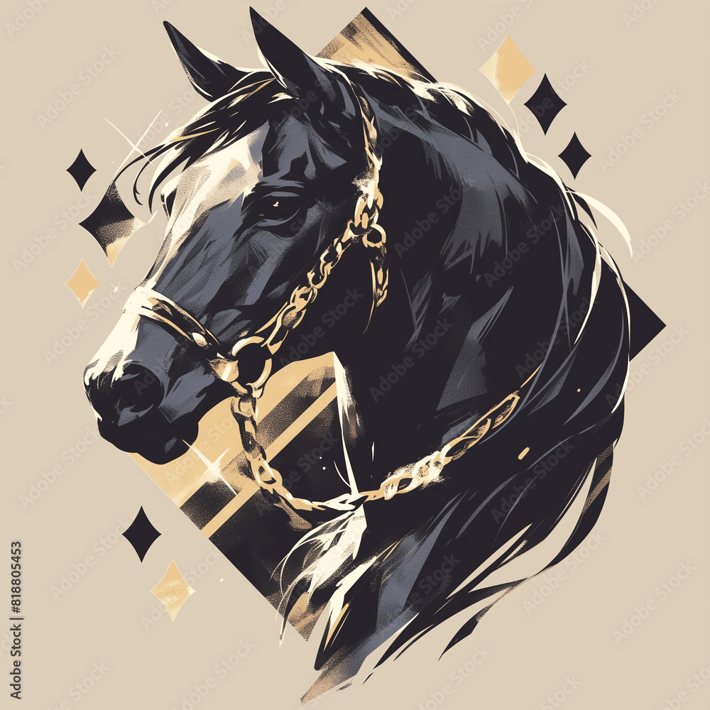 Horse concept illustration graphic poster banner. Horse badge for t ...