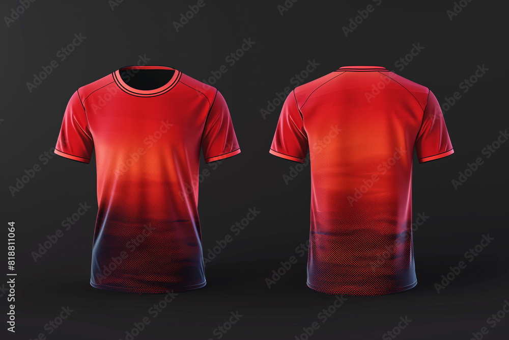 red jersey template for team club, jersey sport, front and back, Tshirt ...