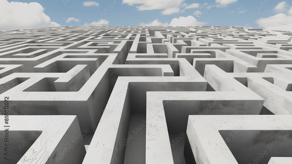 Labyrinth maze structure confusing way to the exit. Breaking the ...