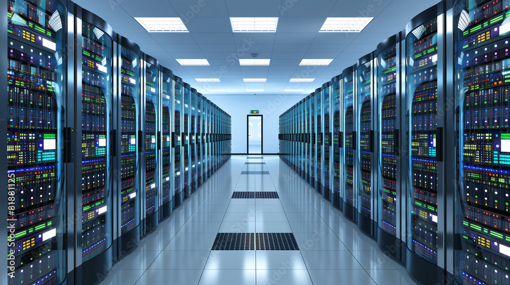 Server room interior in datacenter. Stock Photo | Adobe Stock