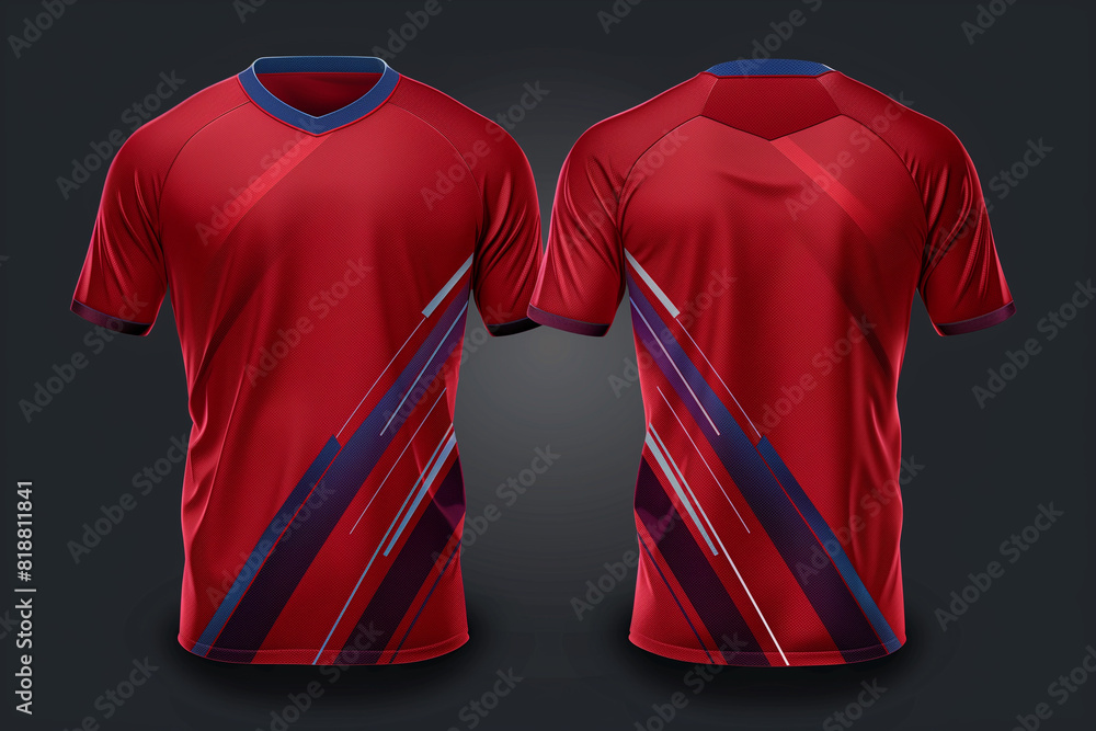red jersey template for team club, jersey sport, front and back, Tshirt ...