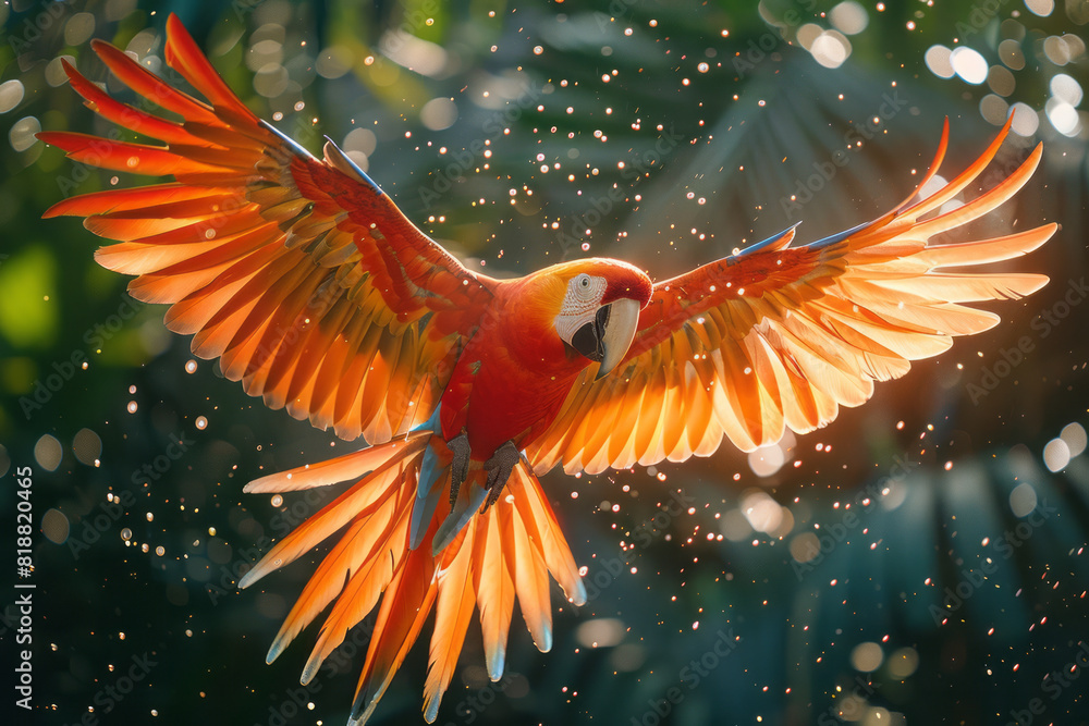 Dynamic image of a parrot with spectral wings, dissolving into the ...