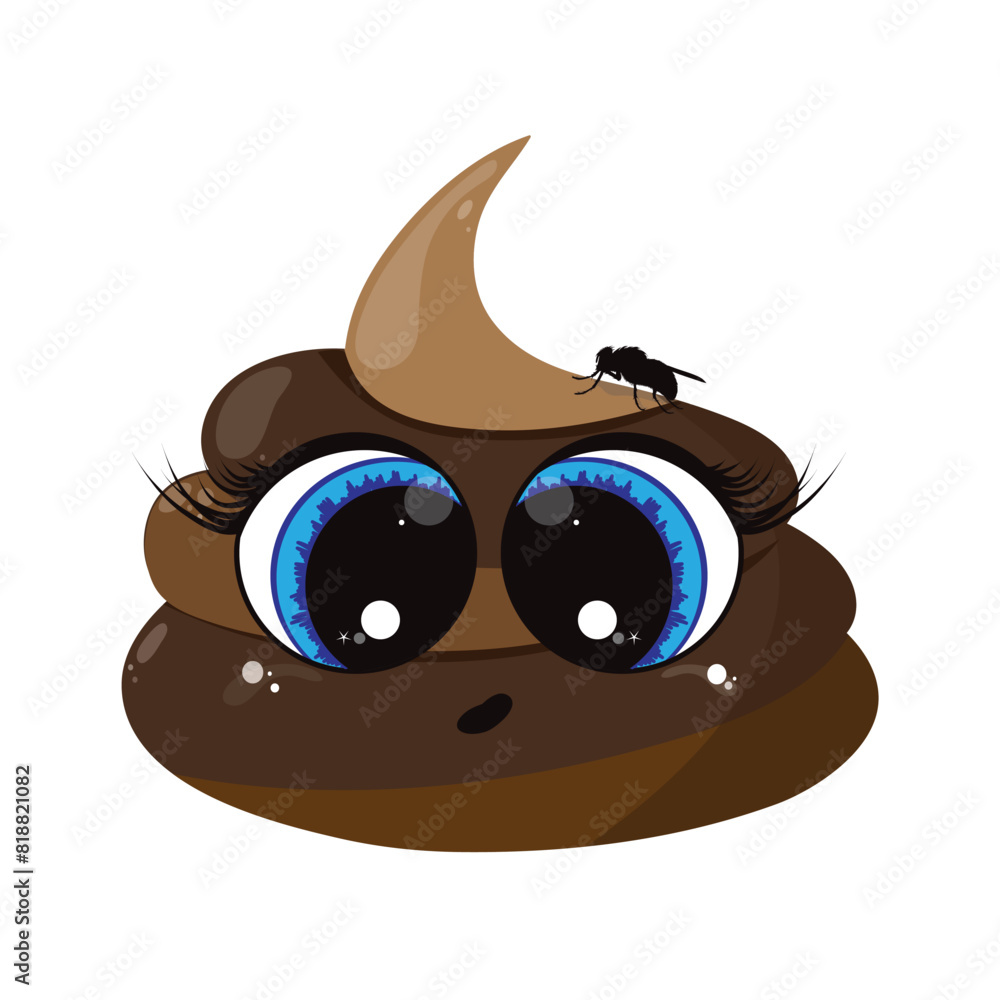 Illustrations of poop with face on white background. Symbol of ...