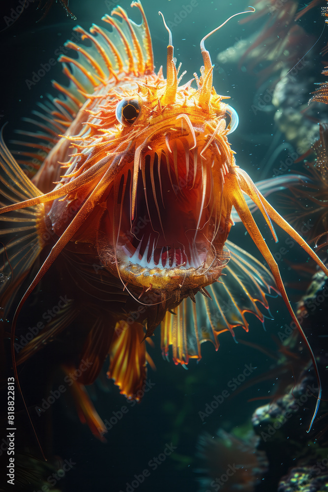 Dynamic image of anglerfish arranged to form the shape of a hidden ...