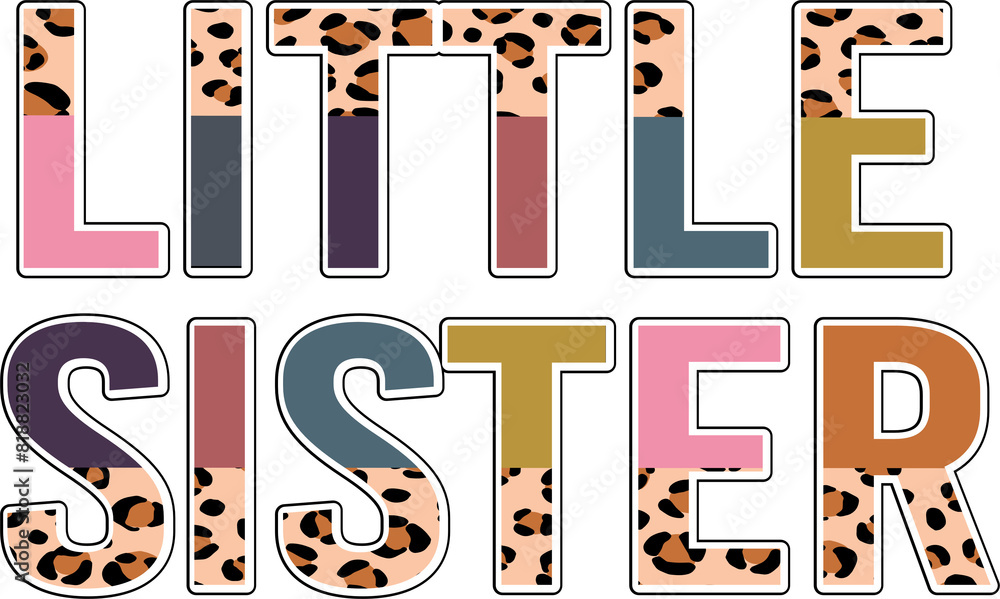 Half leopard cheetah Sublimation png Little Sister Leopard Print Text ...