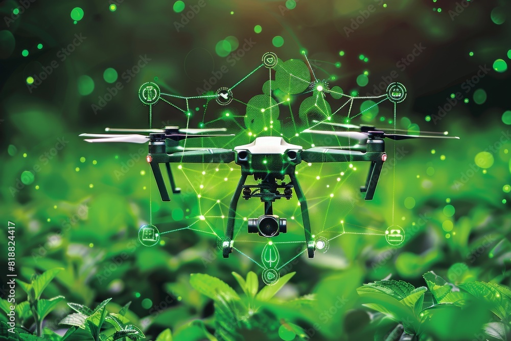Farm technology with drone photos monitors cornfields, carrots, 4K ...