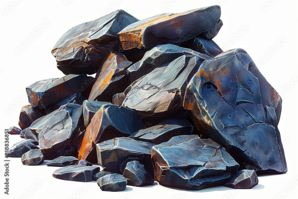 Game assets of rock ore piles 3d cartoon clipart isolated on white ...