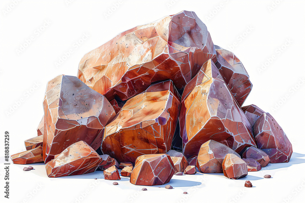 Game assets of rock ore piles 3d cartoon clipart isolated on white ...