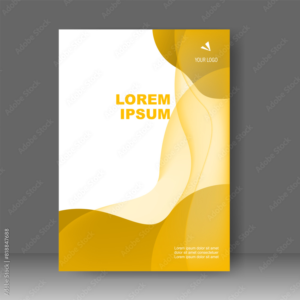 Book cover yellow wave modern design. Annual report. Brochure template ...