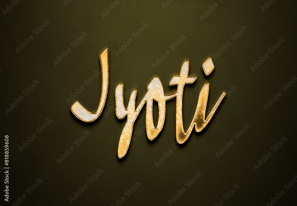 Old gold text effect of Hindi name Jyoti with 3D glossy style Mockup ...