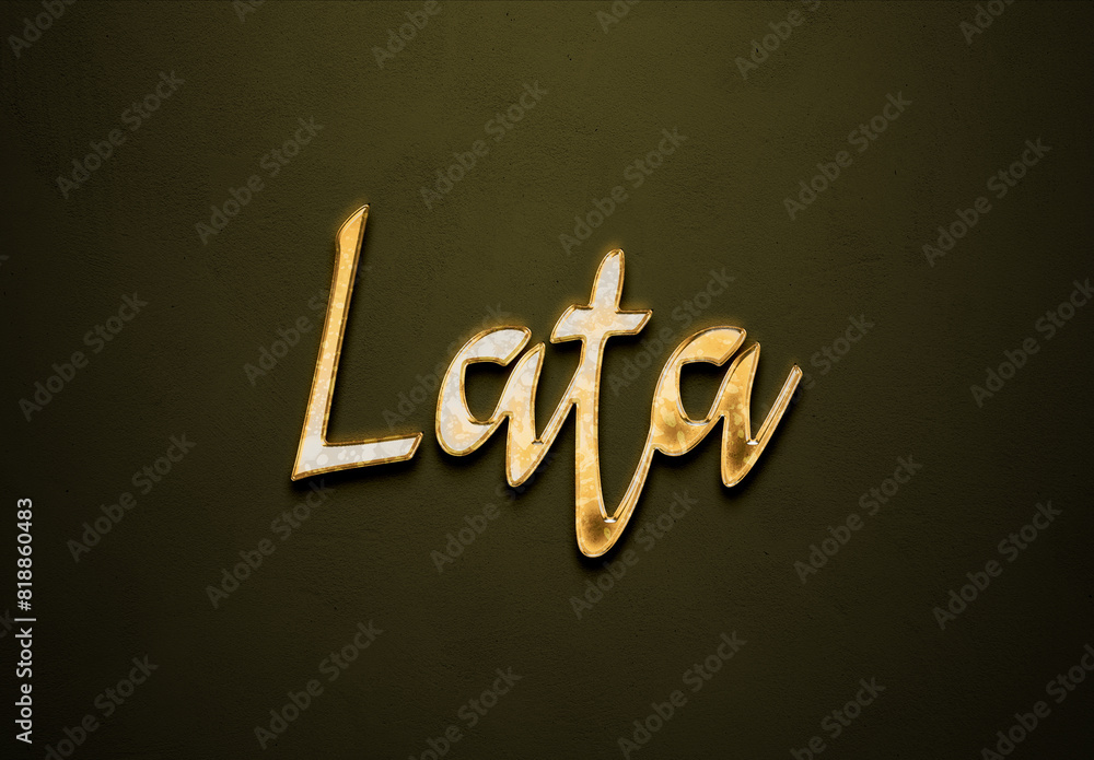 Old gold text effect of Hindi name Lata with 3D glossy style Mockup ...